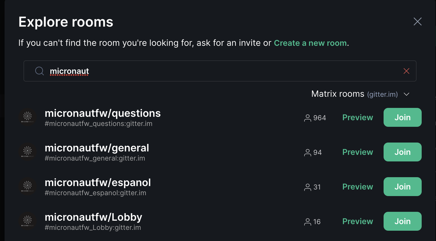 How to Access the Micronaut Gitter Community from the Element Matrix Client - Micronaut Framework